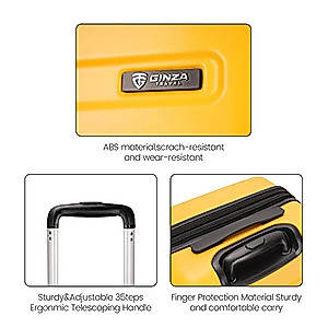 PRIMICIA GinzaTravel 3-Piece Luggage Sets Expandable Suitcases with 4 Wheels PC+ABS Durable Hardside Luggage sets TSA lock (Yellow, 3-Piece Set(20"/25"/29"))