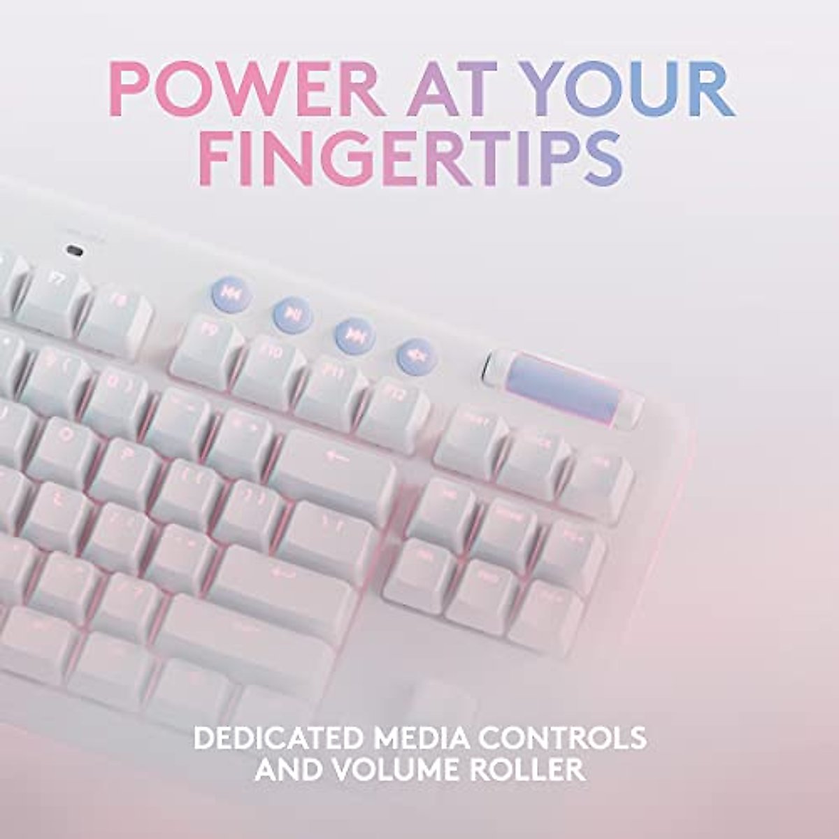 Logitech G715 Wireless Mechanical Gaming Keyboard with LIGHTSYNC RGB, LIGHTSPEED, Clicky Switches (GX Blue), and Keyboard Palm Rest, PC/Mac Compatible - White Mist