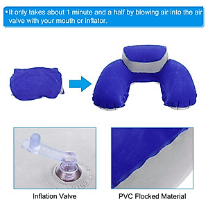 PATIKIL Neck Pillow for Sleeping Travel, 1 Set Portable Head Neck Support Inflatable Pillow Includes Storage Pouch, for Airplane Car Train Office, Blue