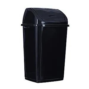 Superio Trash Can 13 Gallon Swing Lid 50 Liter, Black