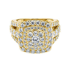 MOTIEL Moissanite Engagement Ring for Women,3ct.tw. Round Cut Moissanite Bridal Ring Sterling Silver 10k 14k 18k Gold Ring Wedding Ring Promise Ring for Her Jewelry Gift-yellow gold