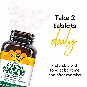 Country Life, Target-Mins Calcium Magnesium Potassium, Supports Heart Health, Daily Supplement, 90 ct
