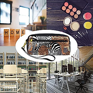 Pencil Case,Pen Pencil Pouch Portable Bag,Stationery Organizer for School,Zebra Leopard Print Decoration