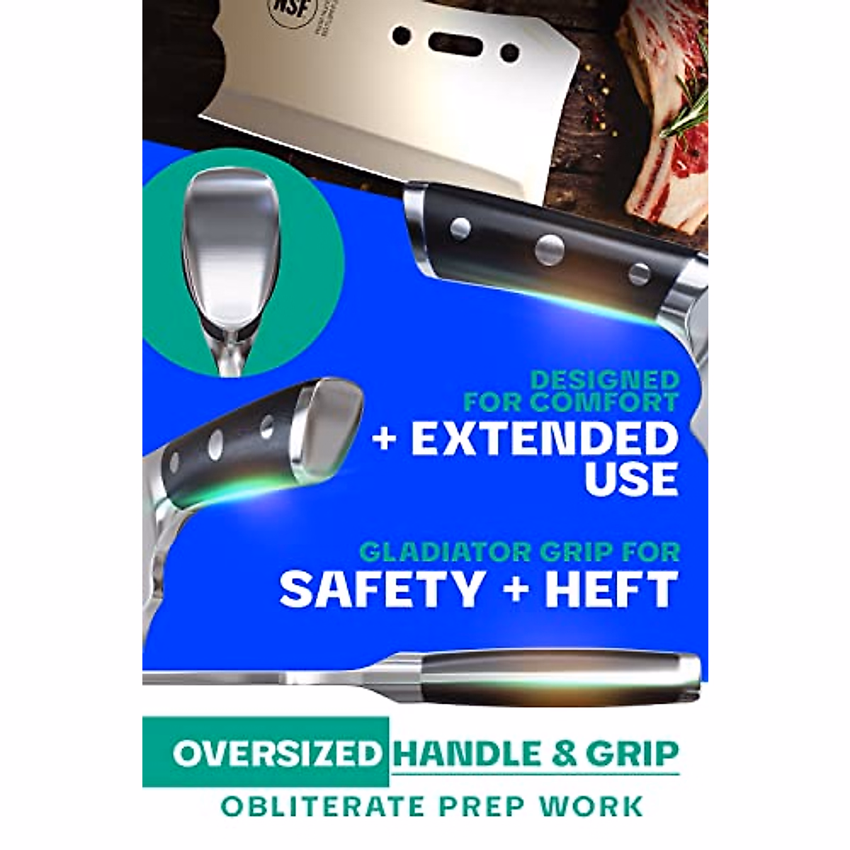 Dalstrong Obliterator Meat Cleaver - 9 inch - Gladiator Series R - Wood Stand and Sheath - Razor Sharp Massive Heavy Duty - 3lbs 6mm Thickness - 7CR17MOV Steel Kitchen - G10 Handle - NSF Certified