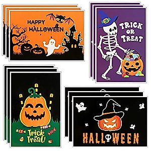 OUNENO 12 Pack Halloween Greeting Cards with Envelopes for Trick-or-Treat Party Favors, 4 Designs, 4 x 6 inches
