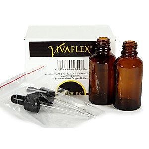 Vivaplex, Amber, 4 oz Glass Bottles, with Glass Eye Droppers - 2 pack