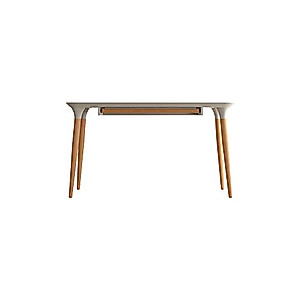 Manhattan Comfort HomeDock Modern 1 Drawer Home Office Desk Table with Organizer Compartment, Off White/Cinnamon