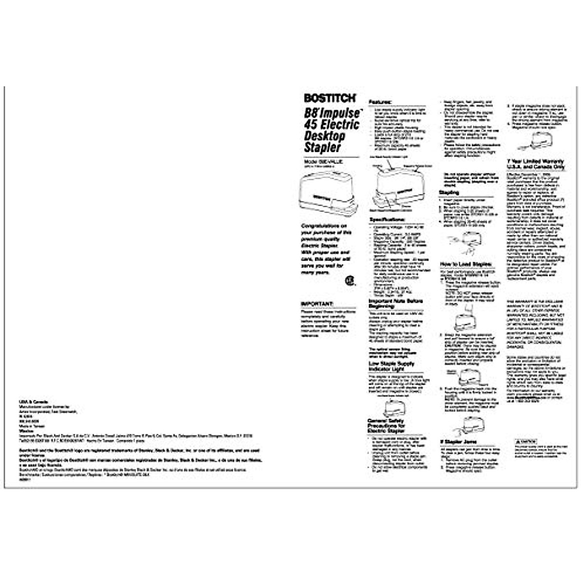 Bostitch Office Impulse Heavy Duty Electric Stapler Value Pack, 45 Sheet Capacity, Includes 5,000 Staples & Staple Remover, No-Jam, Faster Stapling, Black