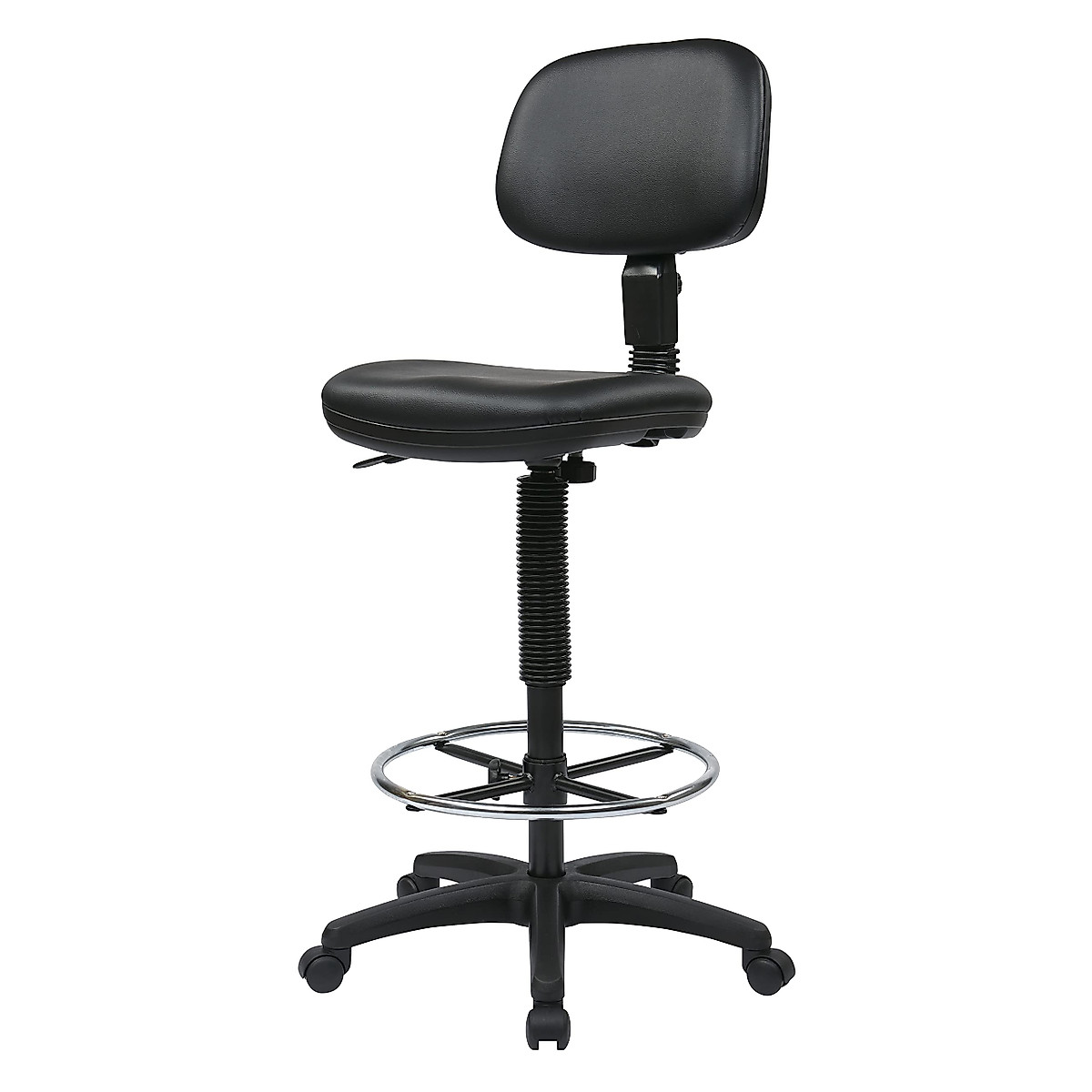 Office Star DC Series Adjustable Drafting Chair with Foot Ring and Sculptured Foam Seat, Black Vinyl