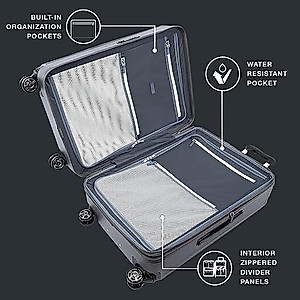 Travelpro Platinum Elite Hardside Expandable Spinner Wheel Luggage TSA Lock Hard Shell Polycarbonate Suitcase, Vintage Grey, Checked Medium 25-Inch