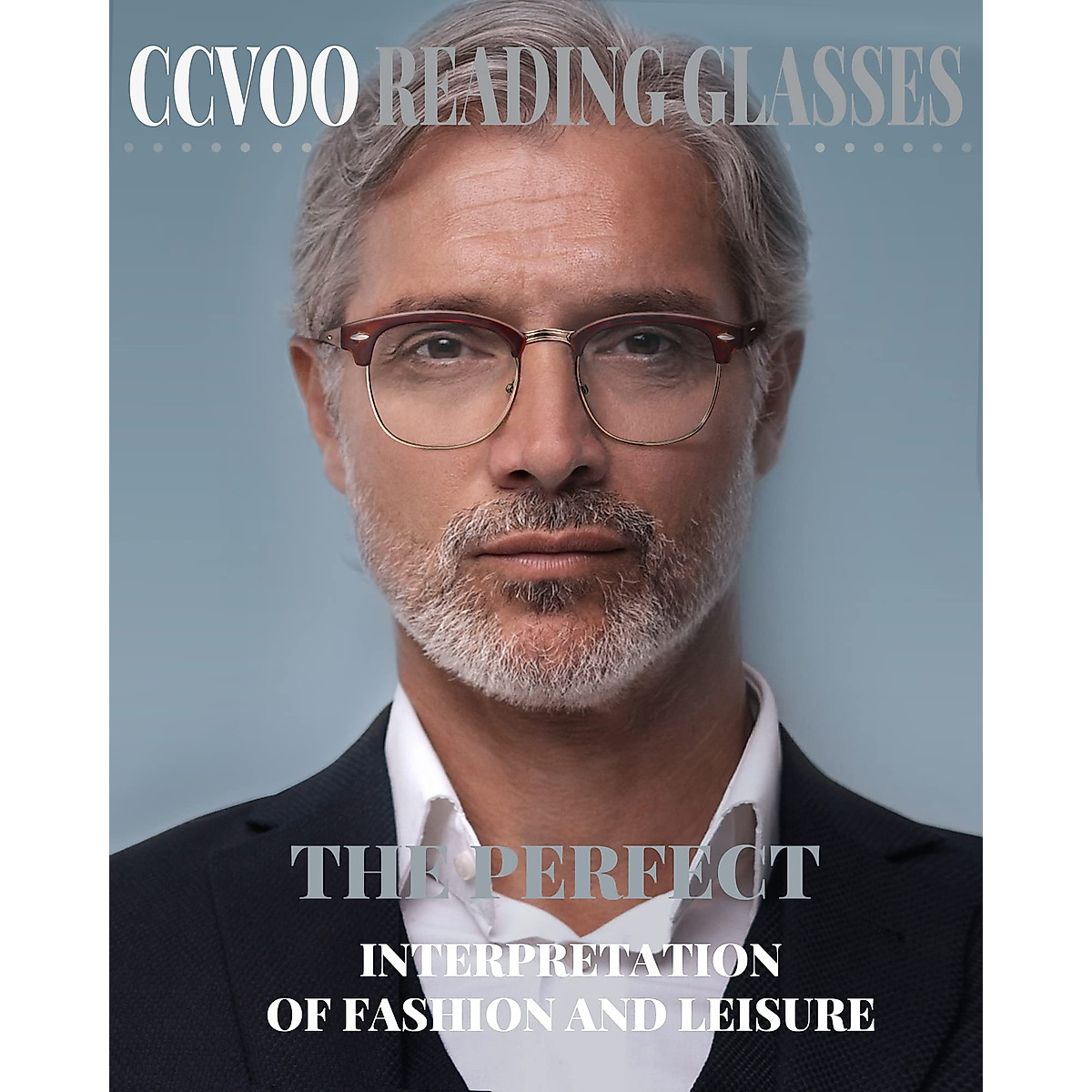 CCVOO 3 Pack Reading Glasses Blue Light Blocking, Retro Semi Rimless Readers for Men Women, Round Eyewear Filter UV400