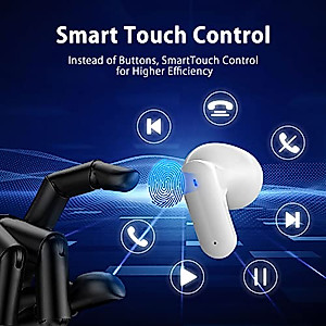 Bluetooth Headphones Wireless Earbuds for iPhone 14 Pro Max Samsung Z Fold 4 Flip 3, in Ear Noise Cancelling Bass Mic Sport Headset for iPad 10 Pro Galaxy S23 S22 S21 Pixel 7 Pro Oneplus 11 10 Pro 9