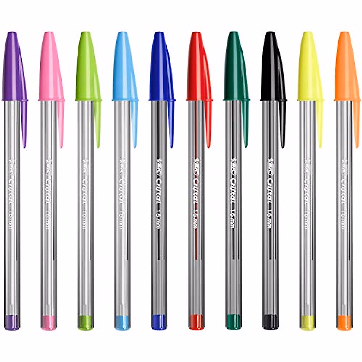 BIC Cristal Multicolour Ballpoint Pens With Wide Tip (1.6mm) Pens For Colourful Writing In Assorted Colours, Pack Of 15