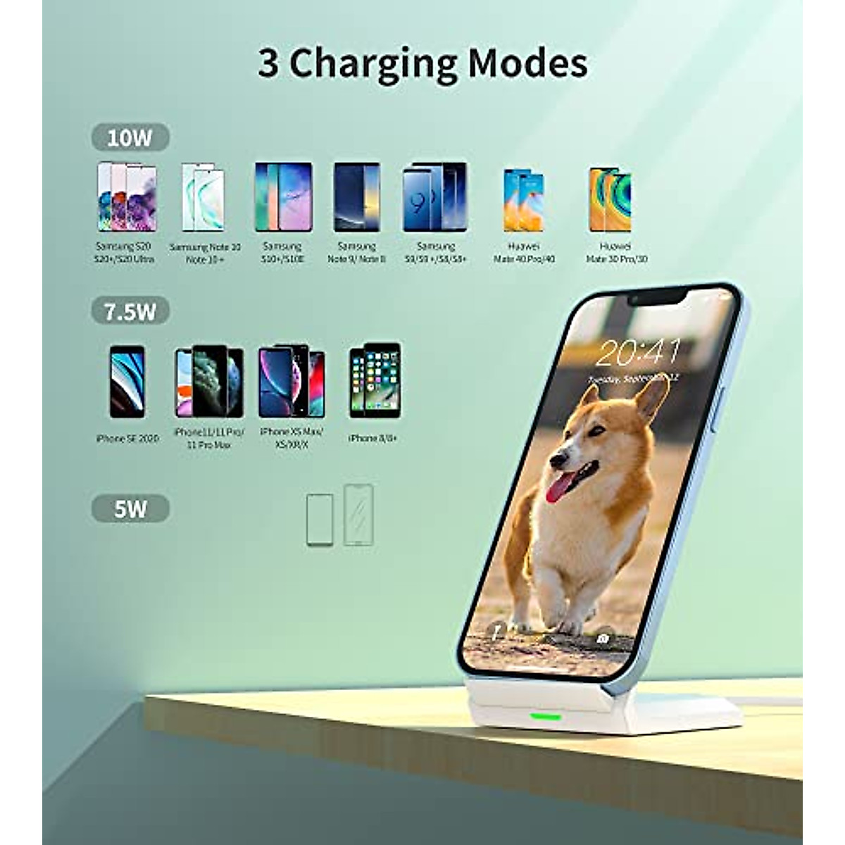 Wireless Charger, [2 Pack] 10W Max Fast Wireless Charging Stand Compatible with iPhone 14/13/12/12 Pro/11 Pro Max/SE 2020/XR/XS, Galaxy S22/S22 Ultra/S21/S20/S10 Plus(No AC Adapter)