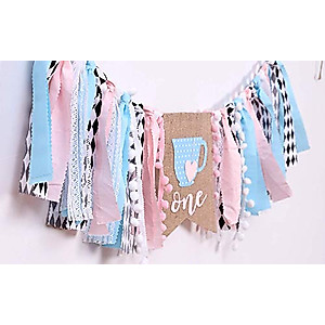 1st Birthday Banner for Alice in Onederland - Scrappy Banner, Alice in Wonderland Fabric Garland, Highchair Banner, Photo Prop, Birthday Decor, First Birthday Party (Alice in ONEDERLAND)