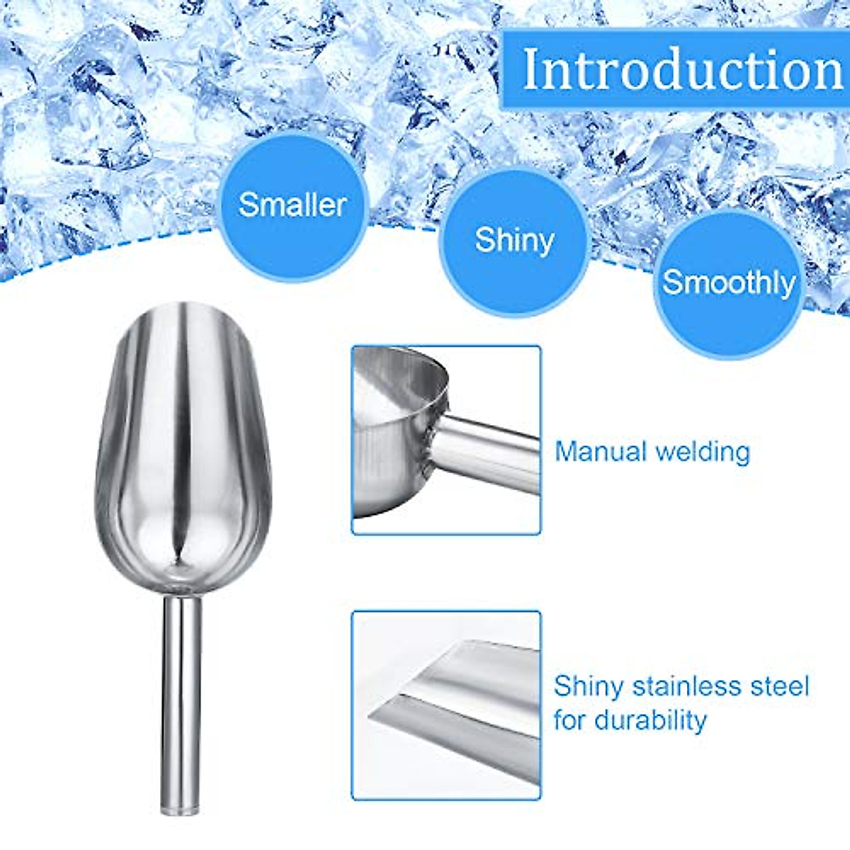 6 Pack 6 Ounce Stainless Steel Ice Scoop Small Metal Candy Scoop Mini Ice Cube Scoop Little Sugar Scoop Cream Scoop for Home Kitchen Food Jars Coffee Beans Bar Buffet