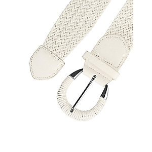 Allegra K Woven Waist Belts Wide Braided Belts for Women Dress Metal Buckle 65-88cm/25.59-34.65" Cream