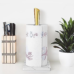 Welisya Marble Paper Towel Holder Gold Countertop,Standing Kitchen Paper Towel Holder Roll Holder- for Kitchen Bathroom Countertop, Standard Paper Towel Holder (with Marble Base)