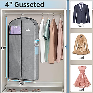 MISSLO 43" Heavy Duty Hanging Garment Bags for Travel Suit Bag for Men Waterproof Oxford Fabric Suit Cover for Traveling Monogrammed Closet Clothes Storage