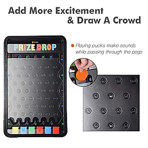 WinSpin 30"x19" Prize Drop Board Foldable Stand Disk Drop Board Game Customizable 6 Slots with 10 Pucks for Carnival Tradeshow Party, (with Multi-Colored LED Light)