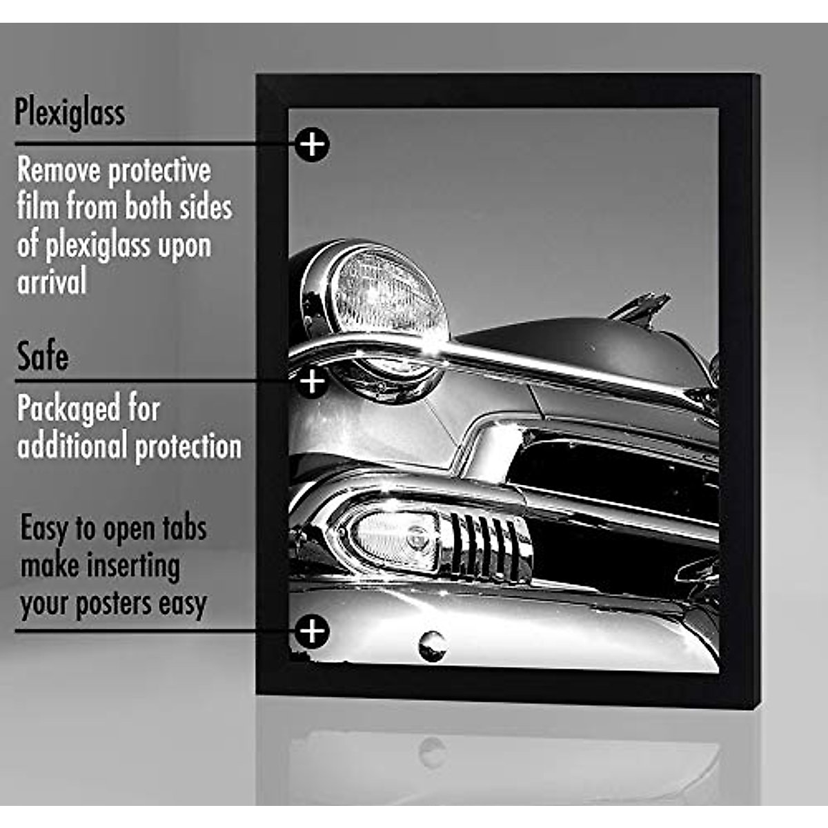Americanflat 18x24 Poster Frame in Black - Composite Wood with Polished Plexiglass - Horizontal and Vertical Formats for Wall with Included Hanging Hardware