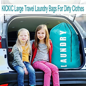 kickic Laundry Bag,2 Pack Extra Large Travel Laundry Bags for Dirty Clothes, Laundry Bags for Traveling,Laundry Bags for Dorm,24" x 36" Laundry Travel Bag(Cyan + Gray)