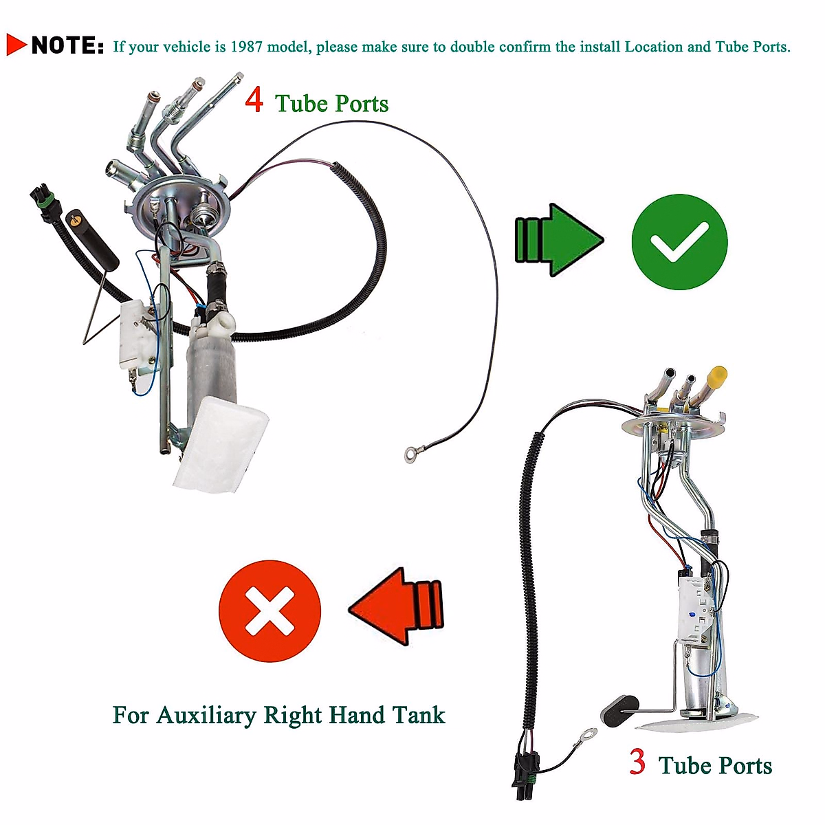 Fuel Pump Assembly for Chevrolet Blazer R10 R20 V10 V20 GMC Jimmy R1500 R2500 V1500 V2500 Suburban (with 31 Gallon Tank)