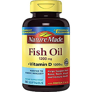 Nature Made Fish Oil 1,200 mg + VIT D 1,000 IU Softgels, 90 ct