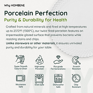 HOMBENE Plates and Bowls Sets, 12 Piece Dinnerware Sets with Dishes, Bowls and Plates Set, Porcelain Dinner Set with Plates, Modern Dish Set for 4