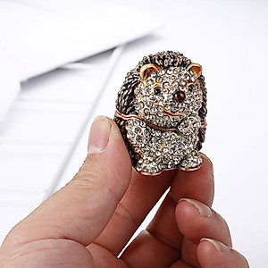 Hand Painted Enamel Hedgehog Trinket Box, Hinged Jewelry Box Unique Mini Ring Necklace Jewelry Organizer, Classical Bejeweled Storage, Figurine Collectible Keepsake Home Decor (Couple Hedgehog)