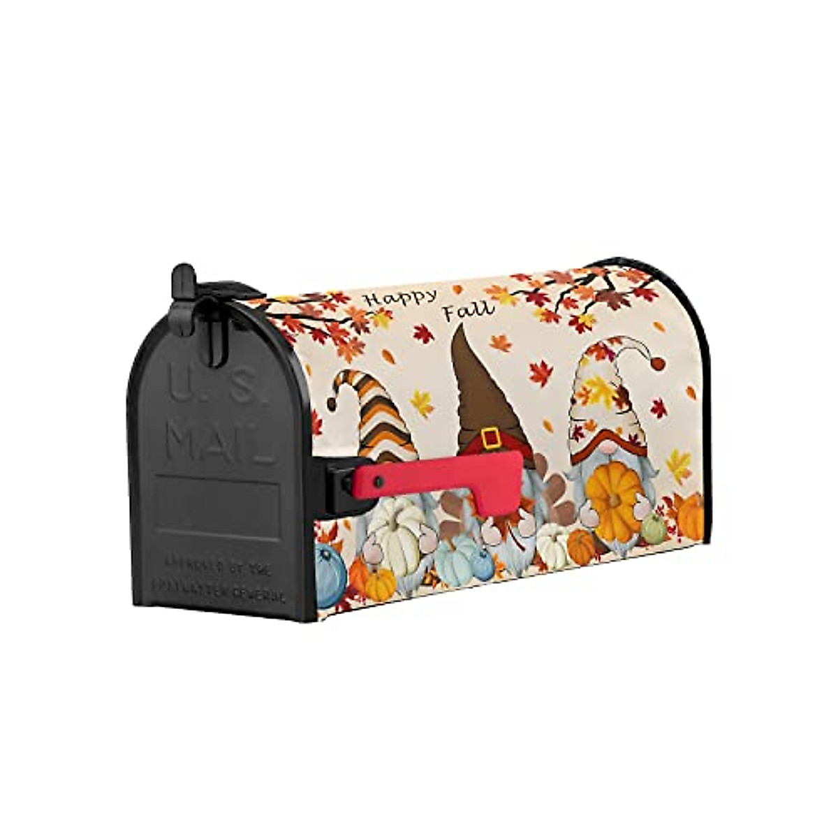 Happy Fall Magnetic Mailbox Covers 21" X 25.5", Autumn Gnomes with Pumpkin Fall Maple Leaves Farmhouse Mailbox Wraps Standard Size Thanksgiving Harvest Letter Box Cover for Holiday Banquet Party Decor