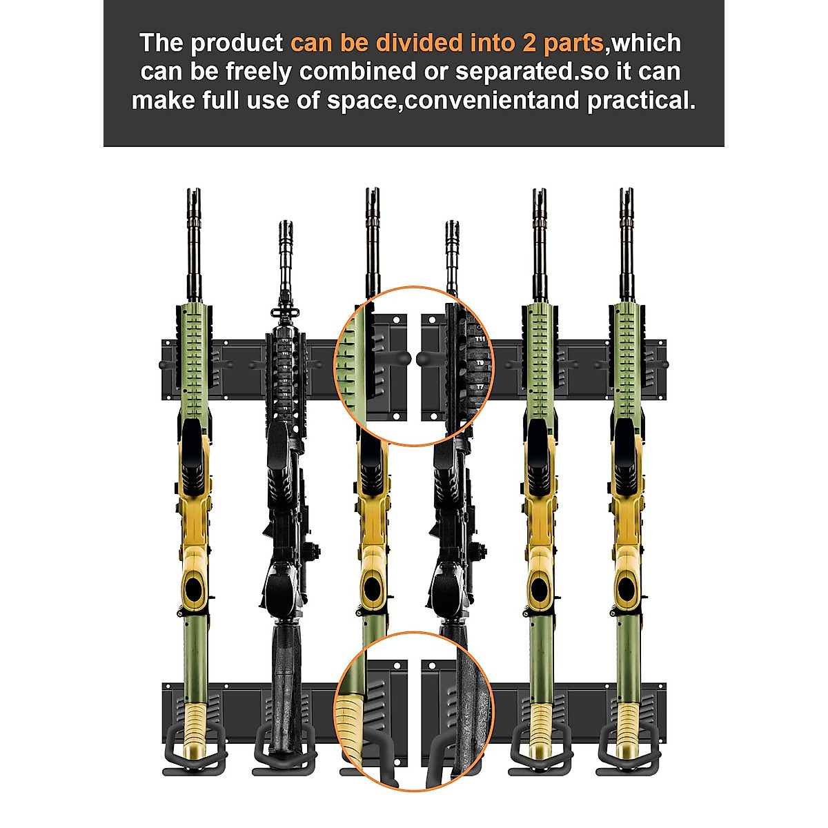 Kadunmina Gun Rack Wall Mount Adjustable Heavy Duty Steel Indoor Gun Racks Holds up to 160lbs Metal Shotgun Rack Indoor Suitable for Rifles Shotguns and Sniper Rifles Adjustable Rifle Storage Holde