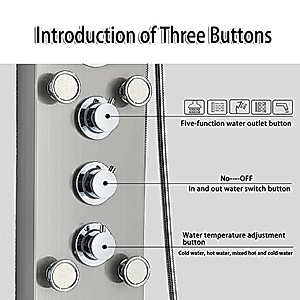 LED Shower Panel Tower System Wall-Mounted Complete Shower Column with Rain Massage Full Body shower Jets Tub Spout Handheld Shower, Brushed Nickel…