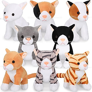 8 Pieces Plush Pets 5 Inch Stuffed Animals Bulk Assorted Cute Stuffed Pet Animal Plush Toys Small Plush Animals for Halloween Kid Classroom School Pet Party Favors Supplies Decoration (Cat)