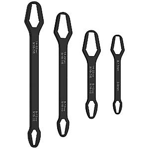 FUYGRCJ 4pcs Self-Tightening Multifunctional Wrench Set, 8-22mm, Chrome Vanadium Steel
