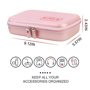 Canboc Hard Travel Electronic Organizer Case for MacBook Power Adapter Charger Cable Apple Magic Mouse Power Bank Apple Pencil USB Flash Disk SD Card Small Portable Accessories Tech Bag, Rose Gold