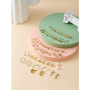 DAZZINO 12-30 Pairs Assorted Multiple Stud Earrings Hoop Set Dangle Cute Hypoallergenic Earrings CZ Bow Butterfly Flower Leaf Ball Simple Drop Earrings Stud for Women Pack