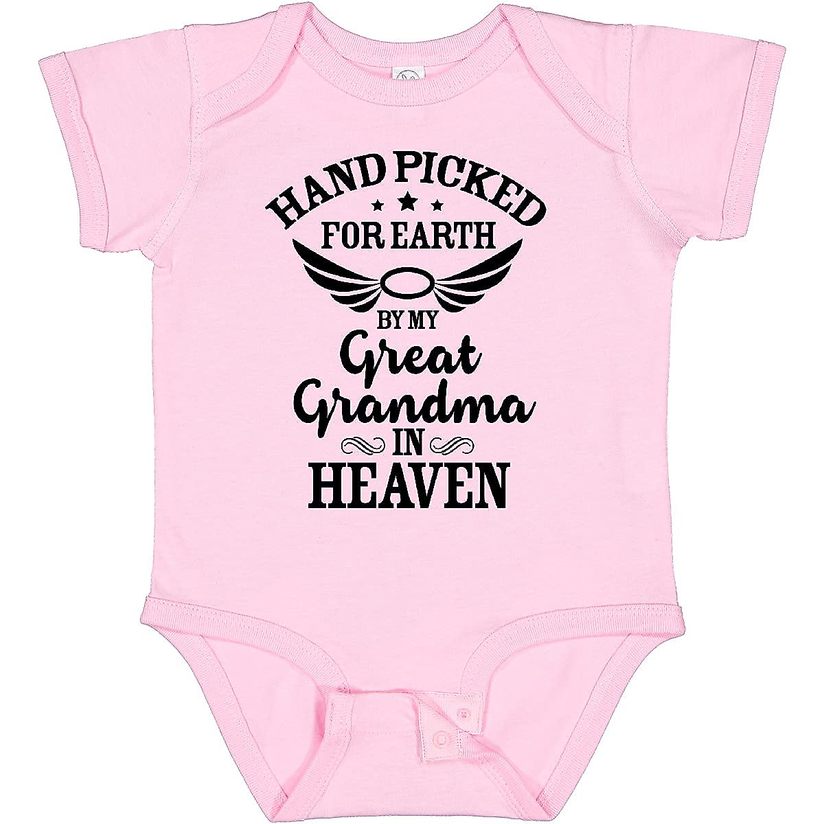 inktastic Handpicked for Earth By My Great Grandma in Heaven Baby Bodysuit 6 Months 0080 Pink 37291