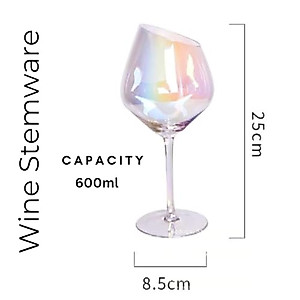 Luxrify Enhance Your Wine Experience Iridescent Wine Glasses - Premium Quality, Unique Design at Rim, Long Stemware, Hand-Blown & Perfect for Wine Lovers, Colored Stemware (Set Of 4)