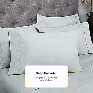 King Size Bed Sheets - 6 Piece 1500 Supreme Collection Fine Brushed Microfiber Deep Pocket King Sheet Set Bedding - 2 Extra Pillow Cases, Great Value, King, Porclain Blue