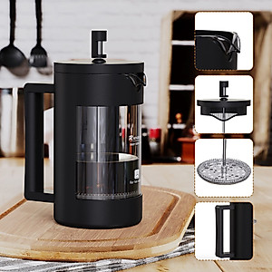 DUCHIFAD French Press Coffee Maker 21 oz, Camping Plastic Glass French Coffee Press, Medium Size Tea and Frothed Milk Press,100% BPA Free Prensa Francesa, Rust-Free and Dishwasher Safe (21 oz)