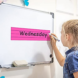 10 Pack Magnetic Sentence Strips, Sentence Strips with Magnets, 12 x 3 in, Magnetic Dry Erase Sentence Strips, Lined Magnetic Strips, Reusable Classroom Learning Tool for Learning (Bright Color)
