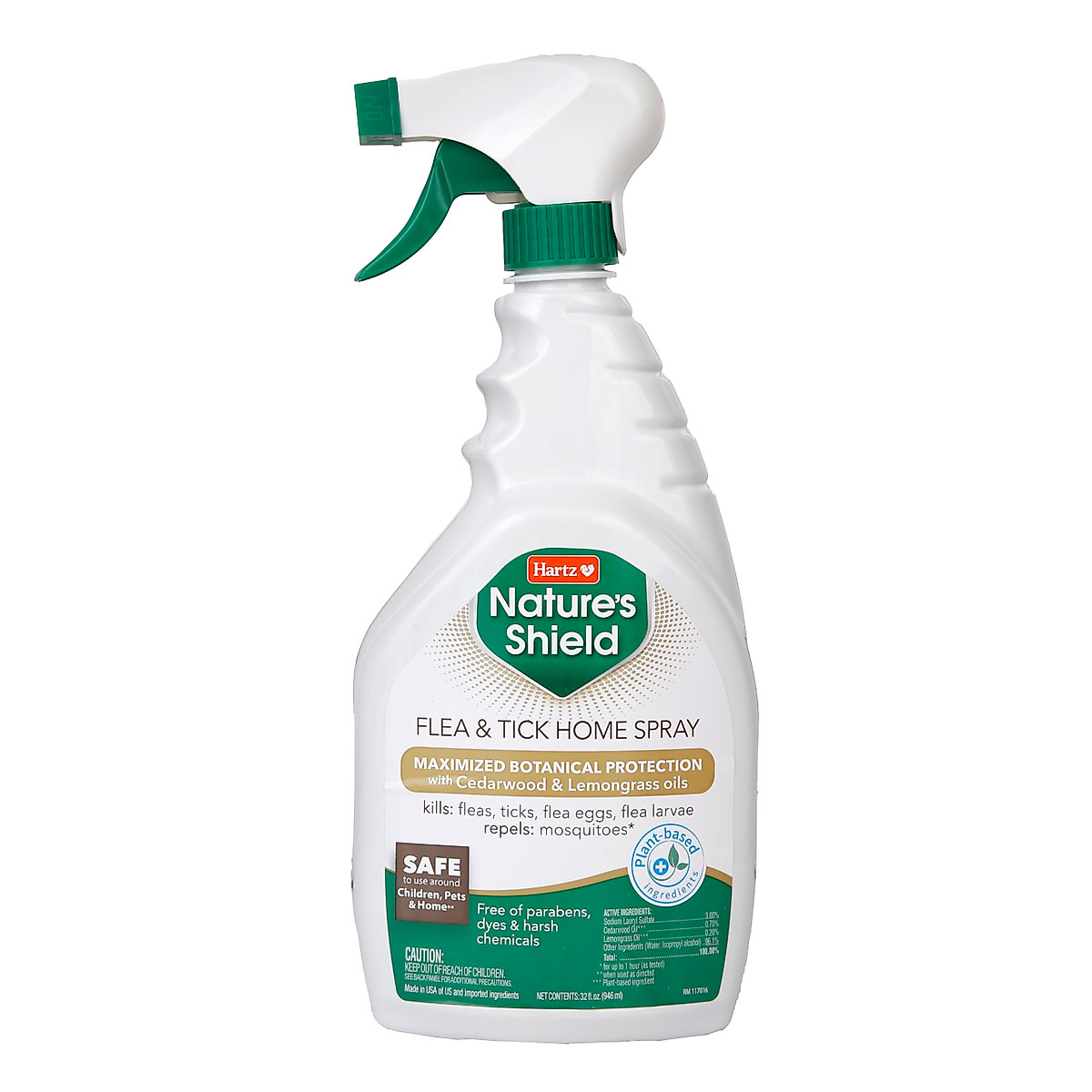 Hartz Nature’s Shield Flea & Tick Home Spray, Natural and Effective Flea & Tick Prevention and Home Protection with Cedarwood and Lemongrass Oil, 32 Ounces