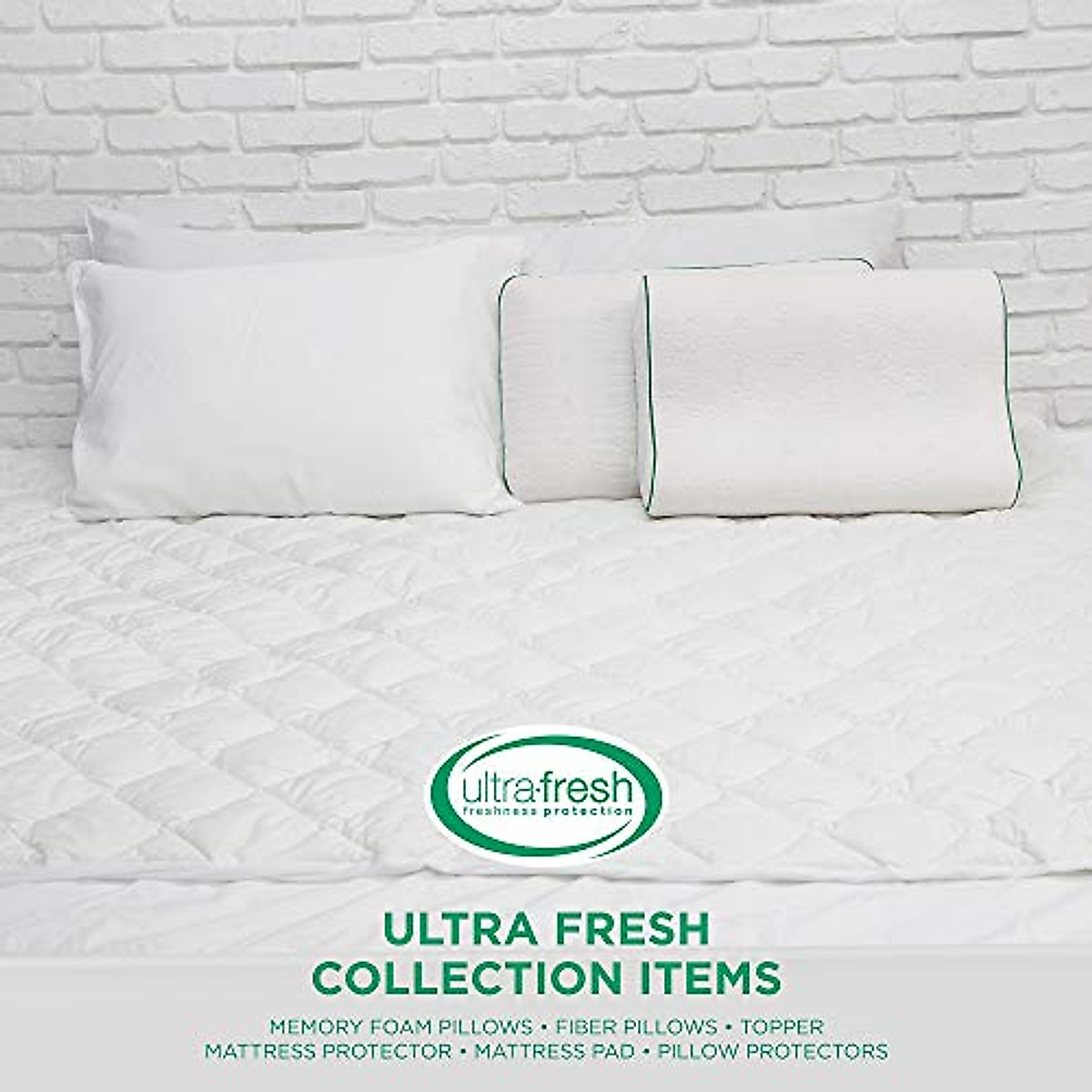 BioPEDIC Clean 2.5-Inch Fiberfill Mattress Topper Odor and Anti-Stain Ultra-Fresh Treated Fabric, Queen, White