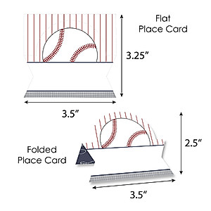 Big Dot of Happiness Batter Up - Baseball - Baby Shower or Birthday Party Tent Buffet Card - Table Setting Name Place Cards - Set of 24
