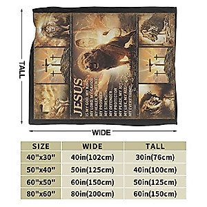 Christian Blanket for Men Christ Lion Jesus Religious Faith Throw Blanket Soft Cozy Warm Fuzzy Fleece Christian Bedroom Decor Blanket Gifts for Men Women Couch Sofa Bed 50"X40"