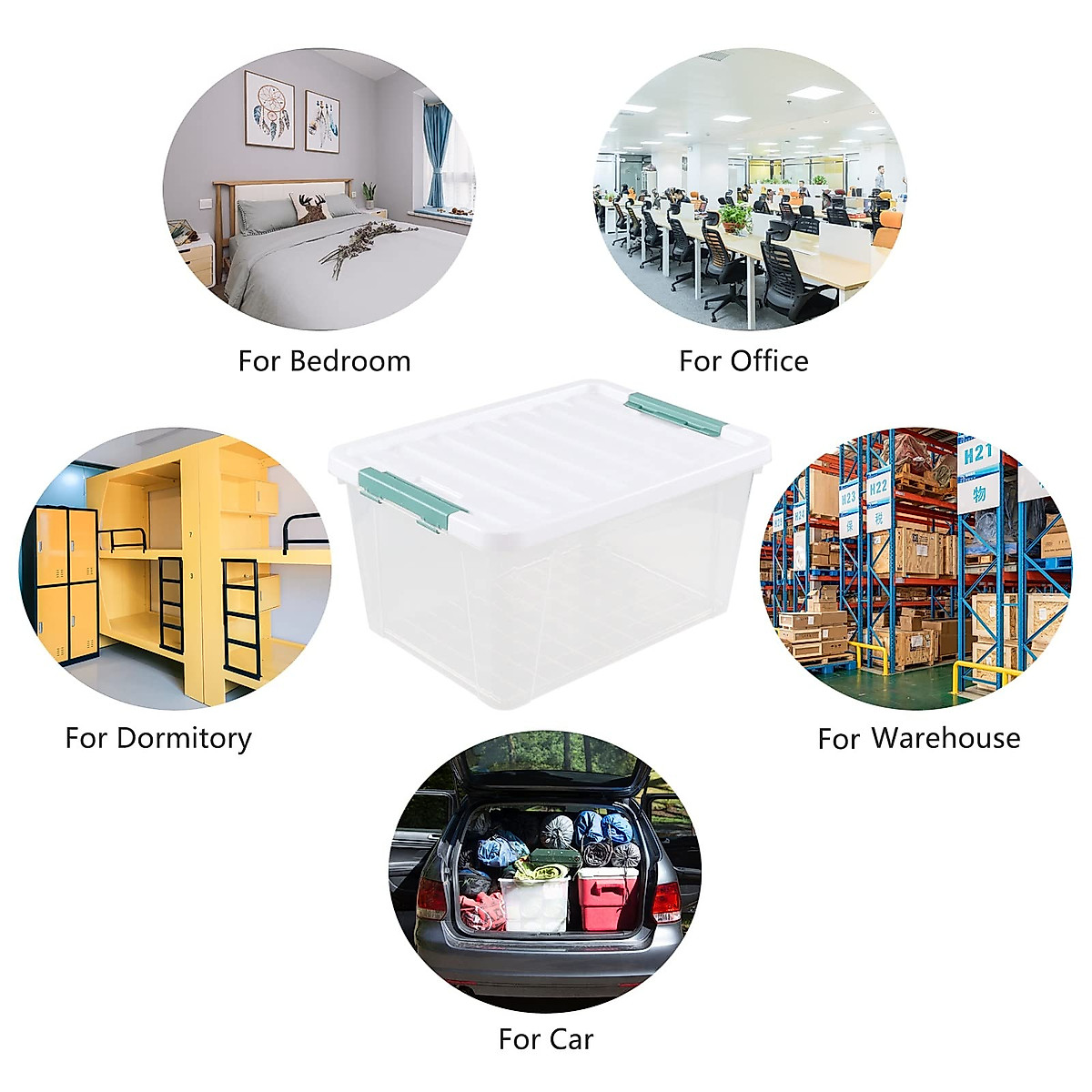 Jandson 4 Pack Large Storage Box with Lid, 35 Qt Plastic Latching Container Bin