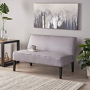 Christopher Knight Home GDFStudio Christopher Knight Home Dejon Modern Fabric Loveseat, Light Gray, Matte Black