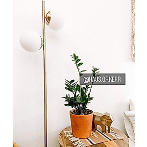 Brightech Sphere Floor Lamp for Living Room, Mid-Century Modern 2 Globe Pole Light for Bedroom, Bright LED Standing Lamps for Offices, Contemporary Living Room Décor – Gold/Antique Brass