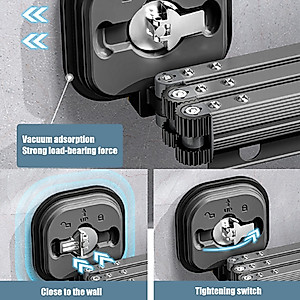 Tri Folding Clothing Rack Suction Cup, Upgraded 3-Fold Retractable Clothes Drying Rack with Suction Cup Clothes Laundry Hanger with Extension Pole Wall Laundry Drying Rack (White, One Paragraph)